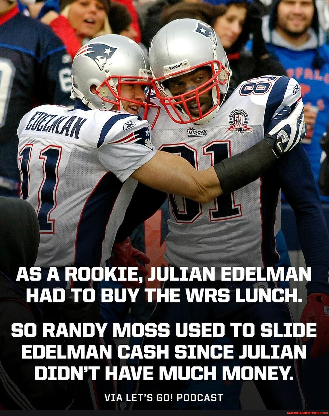 Randy Moss used to secretly give Julian Edelman money to pay for the WR ...