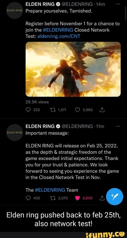 ELDEN RING @ @ELDENRING: Prepare yourselves, Tarnished. Register before November 1 for a chance ...