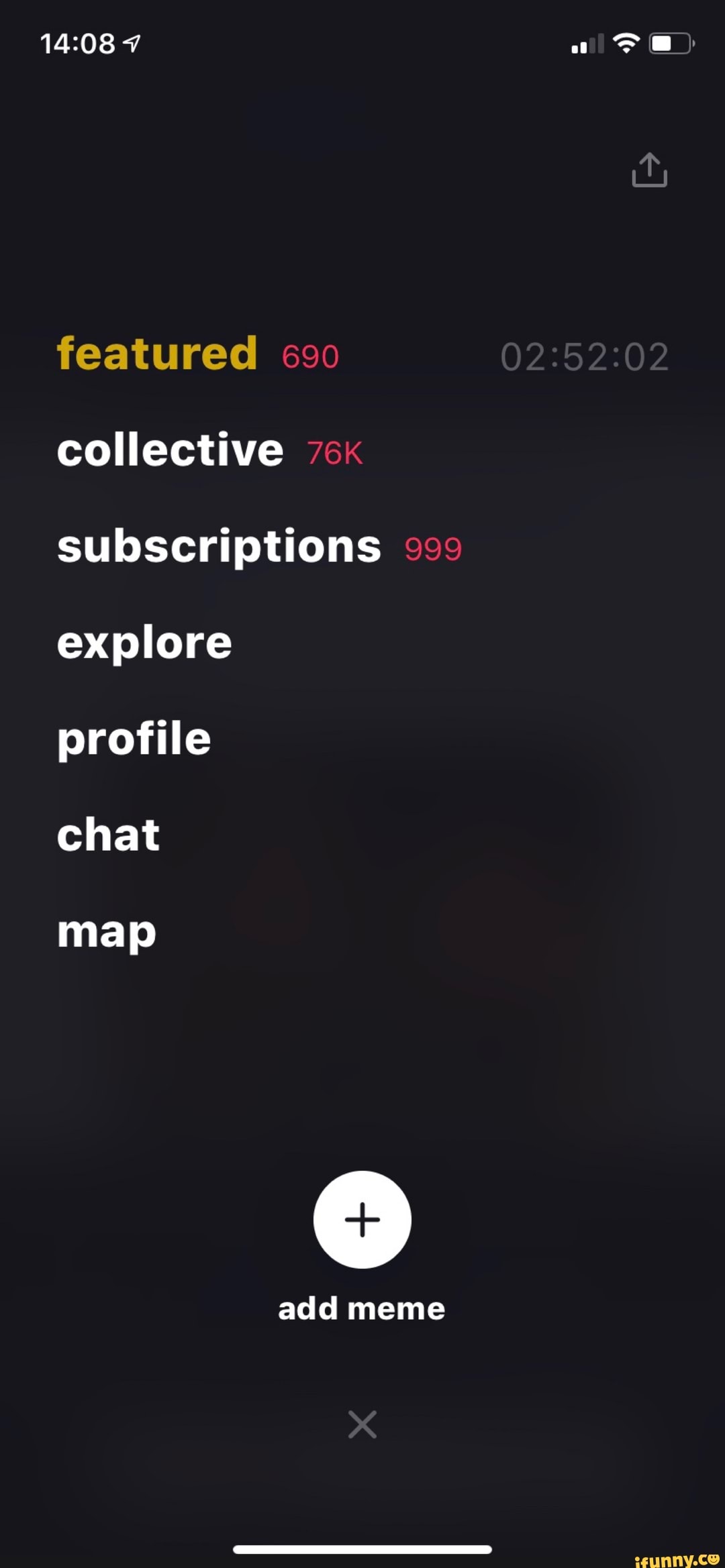 Subscriptions explore profile chat map add - iFunny
