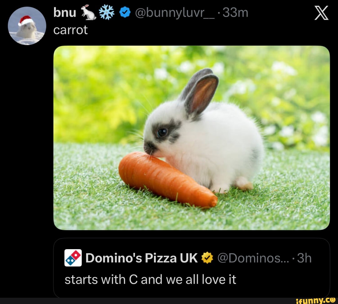 Bnu @bunnyluvr_-33m carrot Domino's Pizza UK @Dominos... starts with C ...
