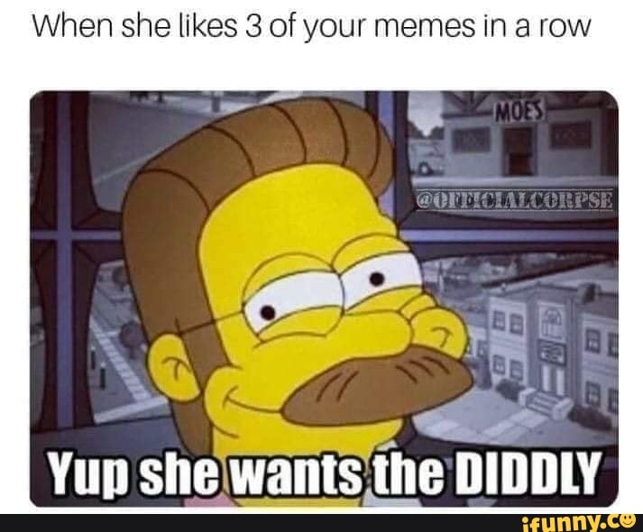 When she likes 3 of your memes in a row Yup she! wants the DIDDLY - iFunny