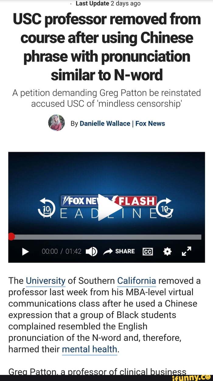 Last Update 2 days ago USC professor removed from course after using ...