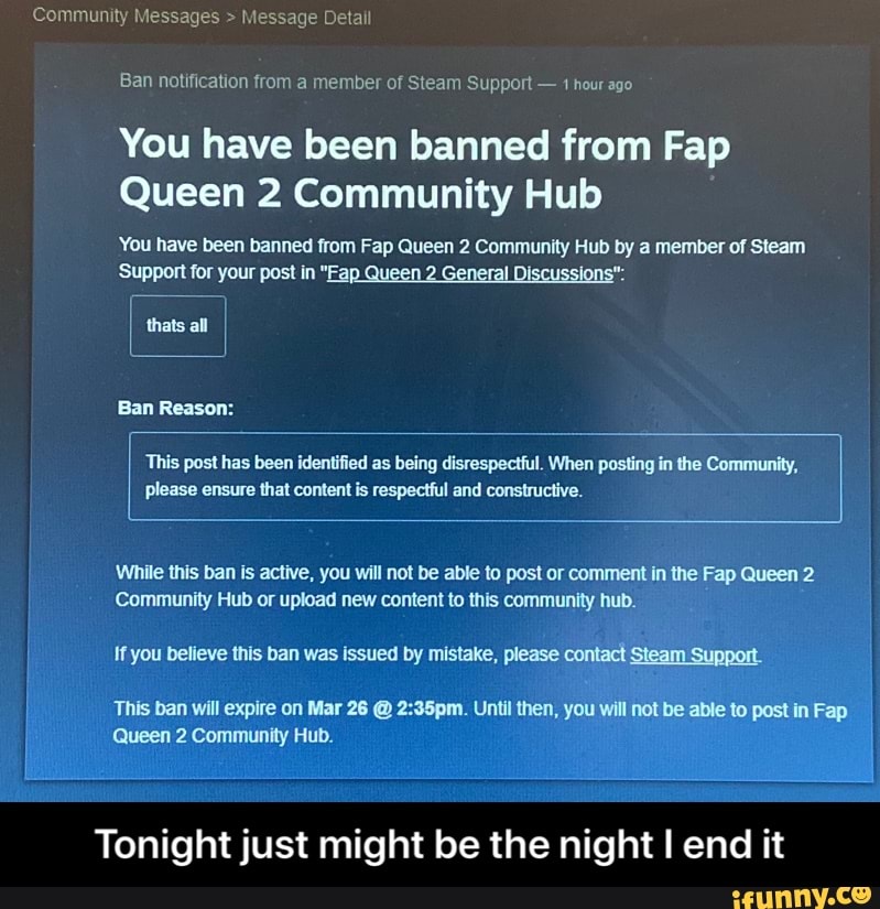 Community Messages Message Detail Ban notification from a member of ...
