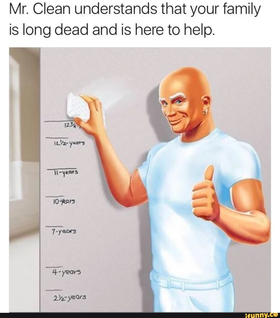 Mr. Clean understands that your family is long dead and is here to help ...