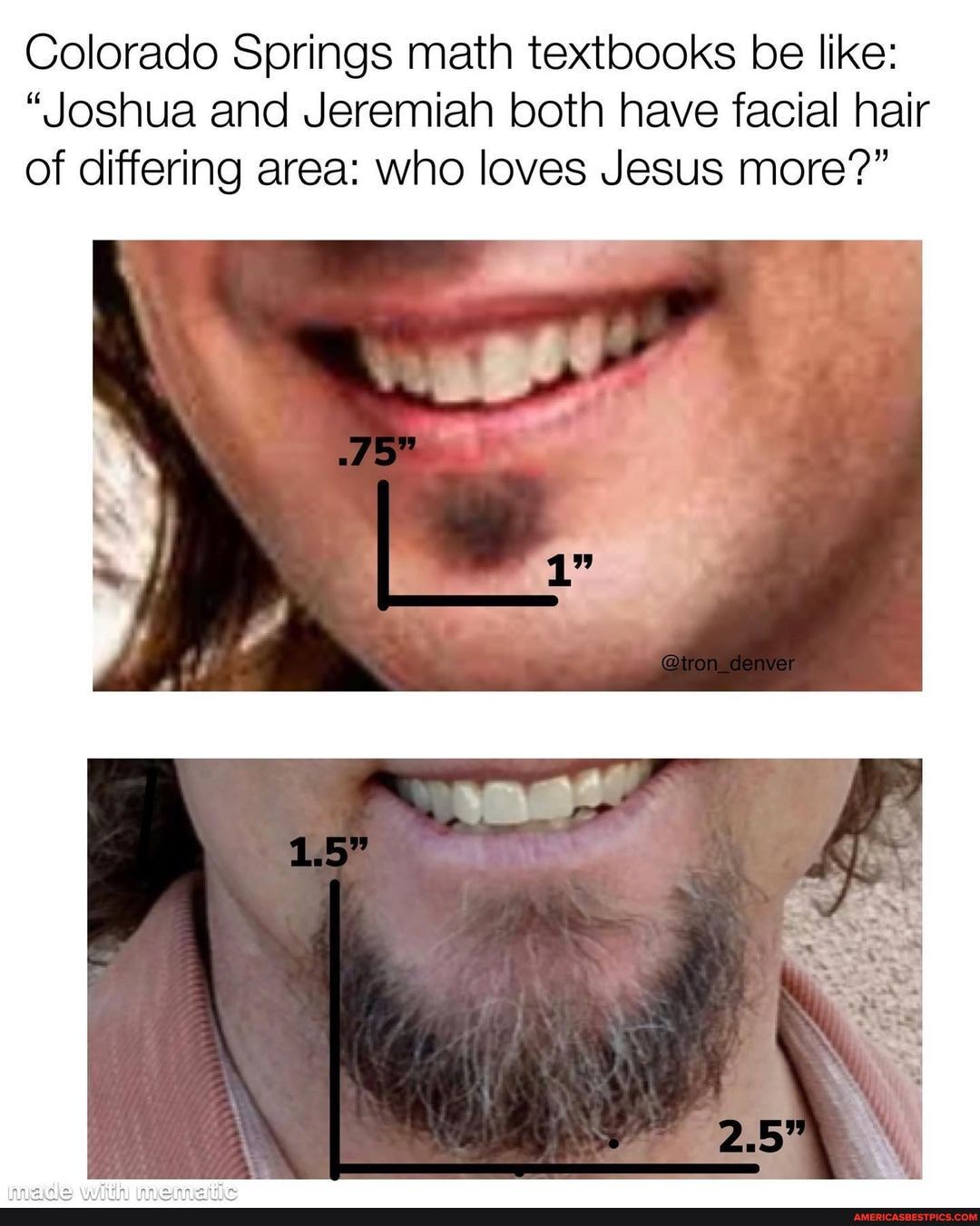 Colorado Springs math textbooks be like: "Joshua and Jeremiah both have ...