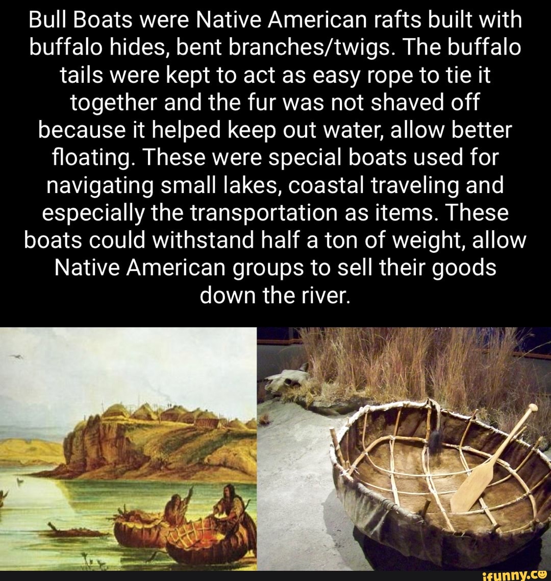 Bull Boats were Native American rafts built with buffalo hides, bent ...