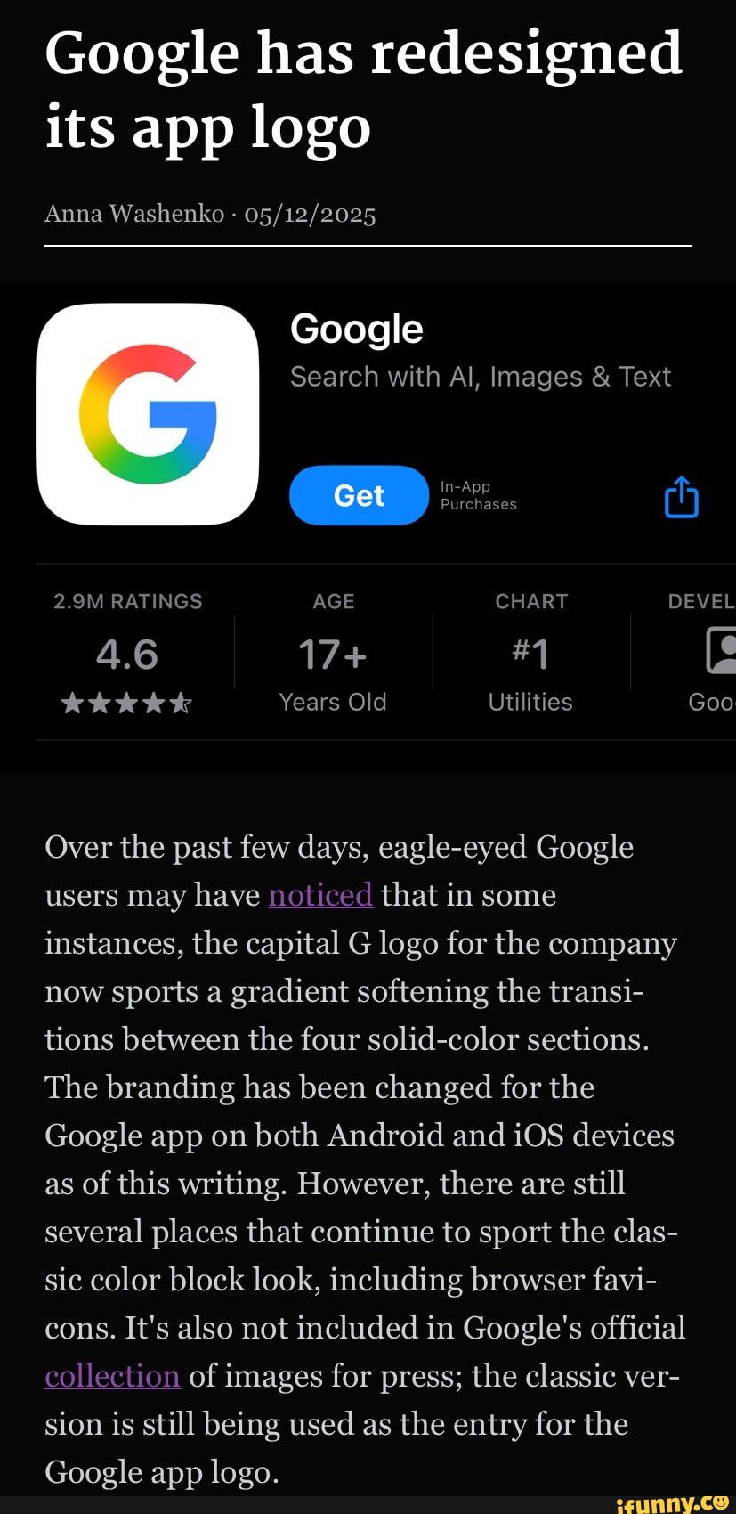 Google has redesigned its app logo Anna Washenko - Google Search with ...
