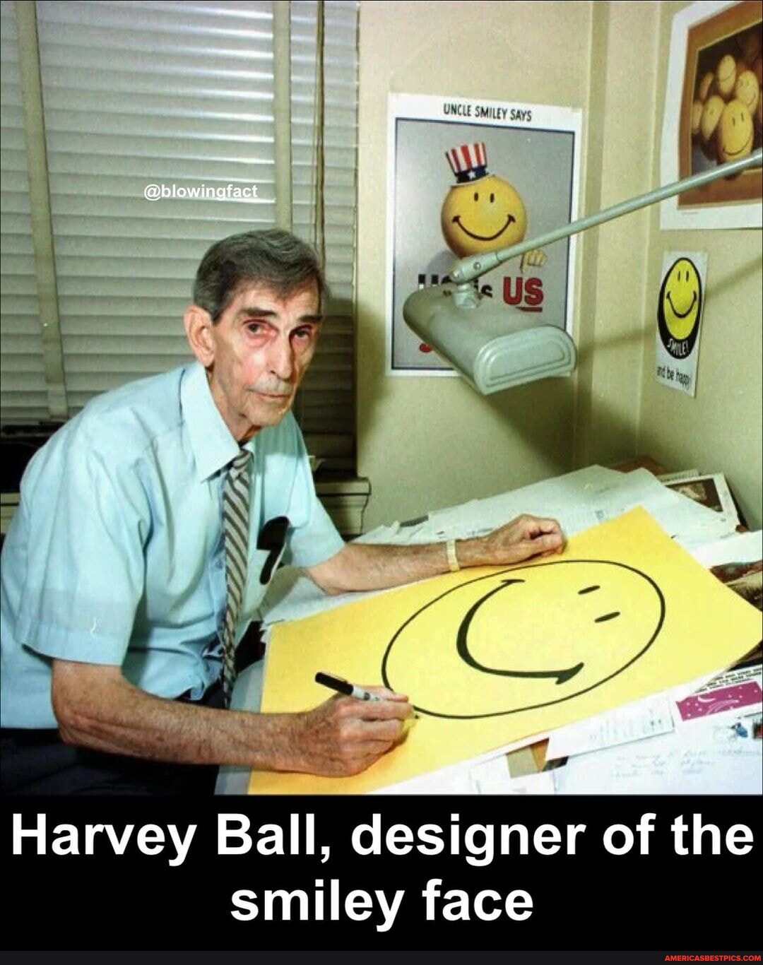 The original version of the familiar smiley face was first created 1963 ...