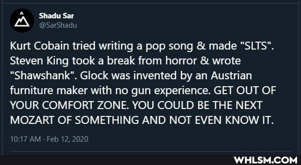 Kurt Cobain tried writing a pop song made "SLTS". Steven King took a ...