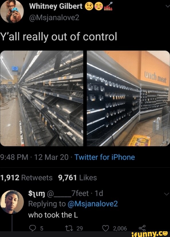 Whitney Gilbert Y'all really out of control PM 12 Mar 20 Twitter for ...