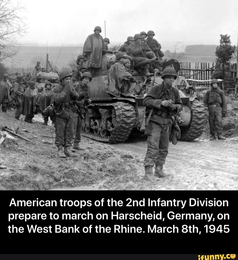 American troops of the 2nd Infantry Division prepare to march on ...