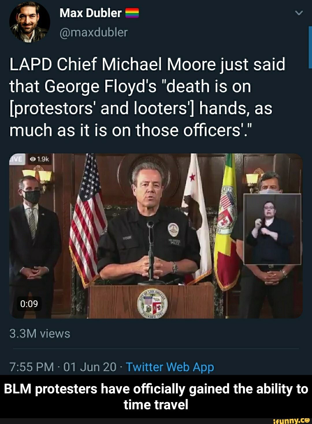 LAPD Chief Michael Moore just said that George Floyd's "death is on ...