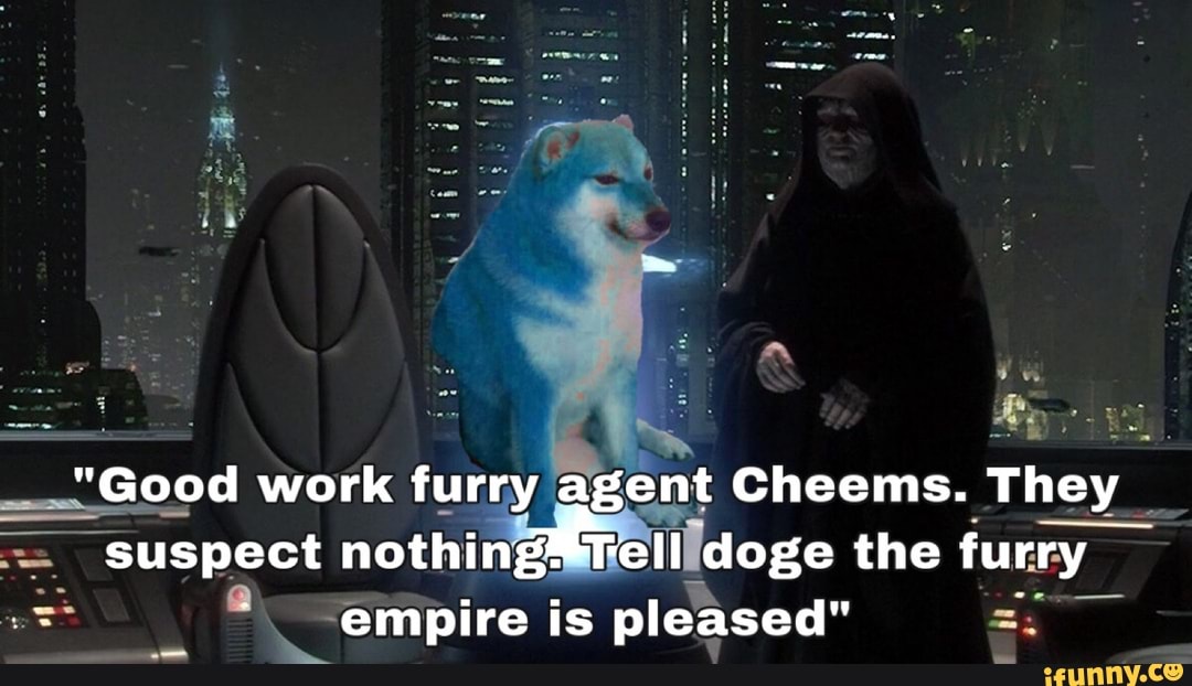 "Good work furry agent Cheems. They suspect nothing*fell doge the furry ...