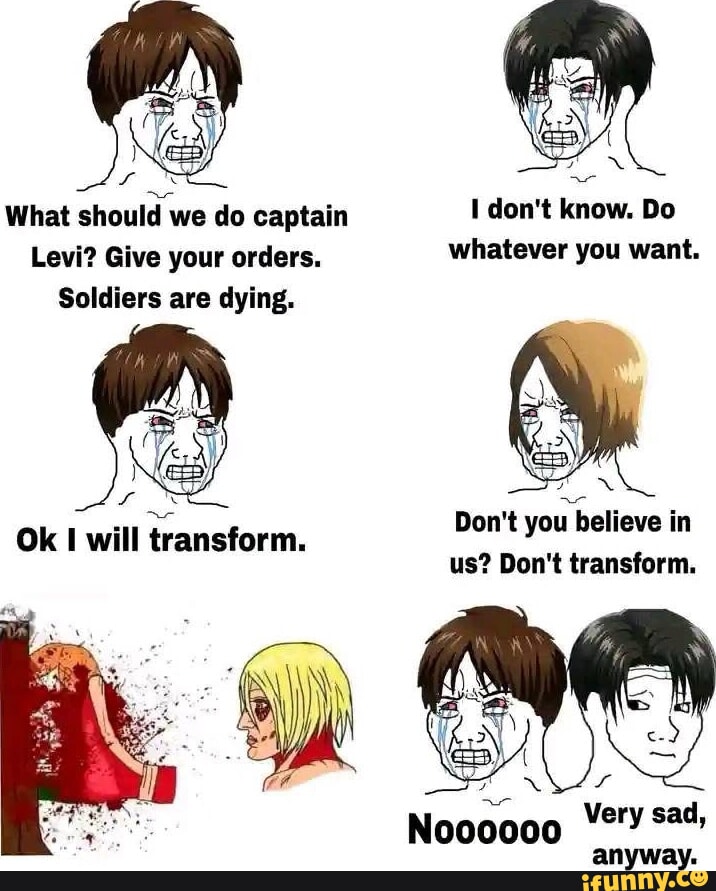 What should we do captain I don't know. Do Levi? Give your orders ...