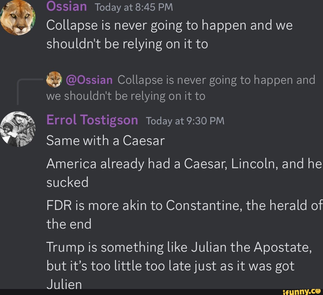 Ossian Today at PM Collapse is never going to happen and we shouldn't ...