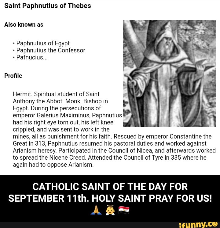 Saint Paphnutius of Thebes Also known as Paphnutius of Egypt Paphnutius ...