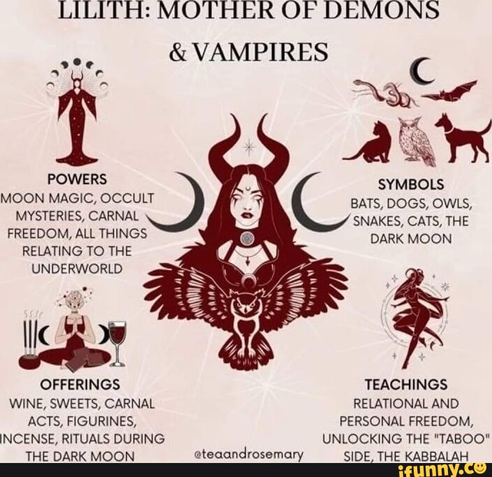 LILITH: MOTHER OF DEMONS & VAMPIRES SYMBOLS BATS, DOGS, OWLS, SNAKES ...