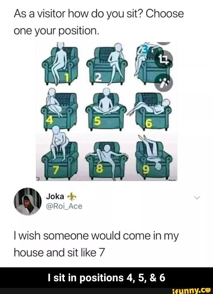 As a visitor how do you sit? Choose one your position IWish someone ...