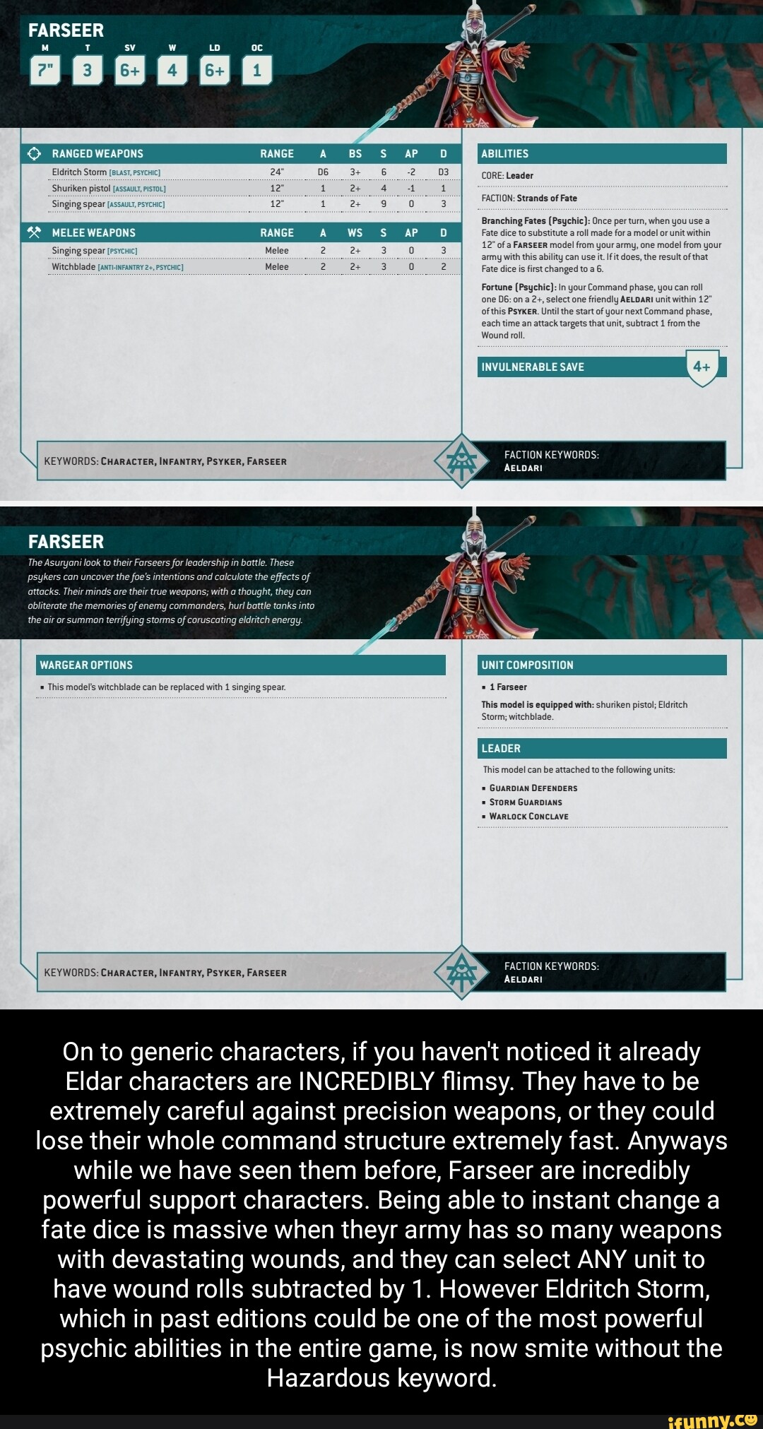 CORE: Leader FARSEER RANGED WEAPONS RANGE BS aP ABILITIES FACTION ...