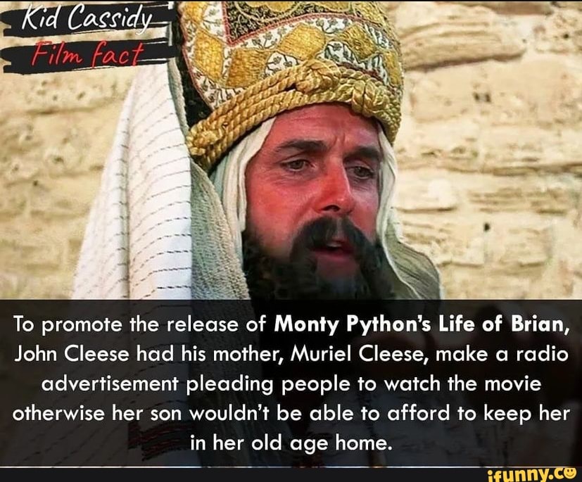 To promote the release of Monty Python's Life of Brian, John Cleese had ...