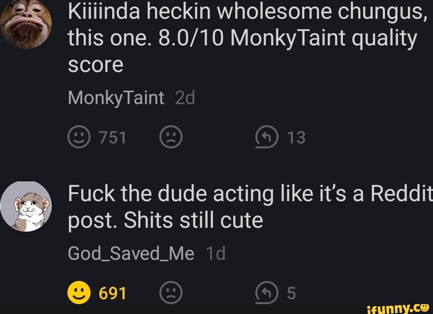 Kiiiinda heckin wholesome chungus, this one. MonkyTaint quality score ...