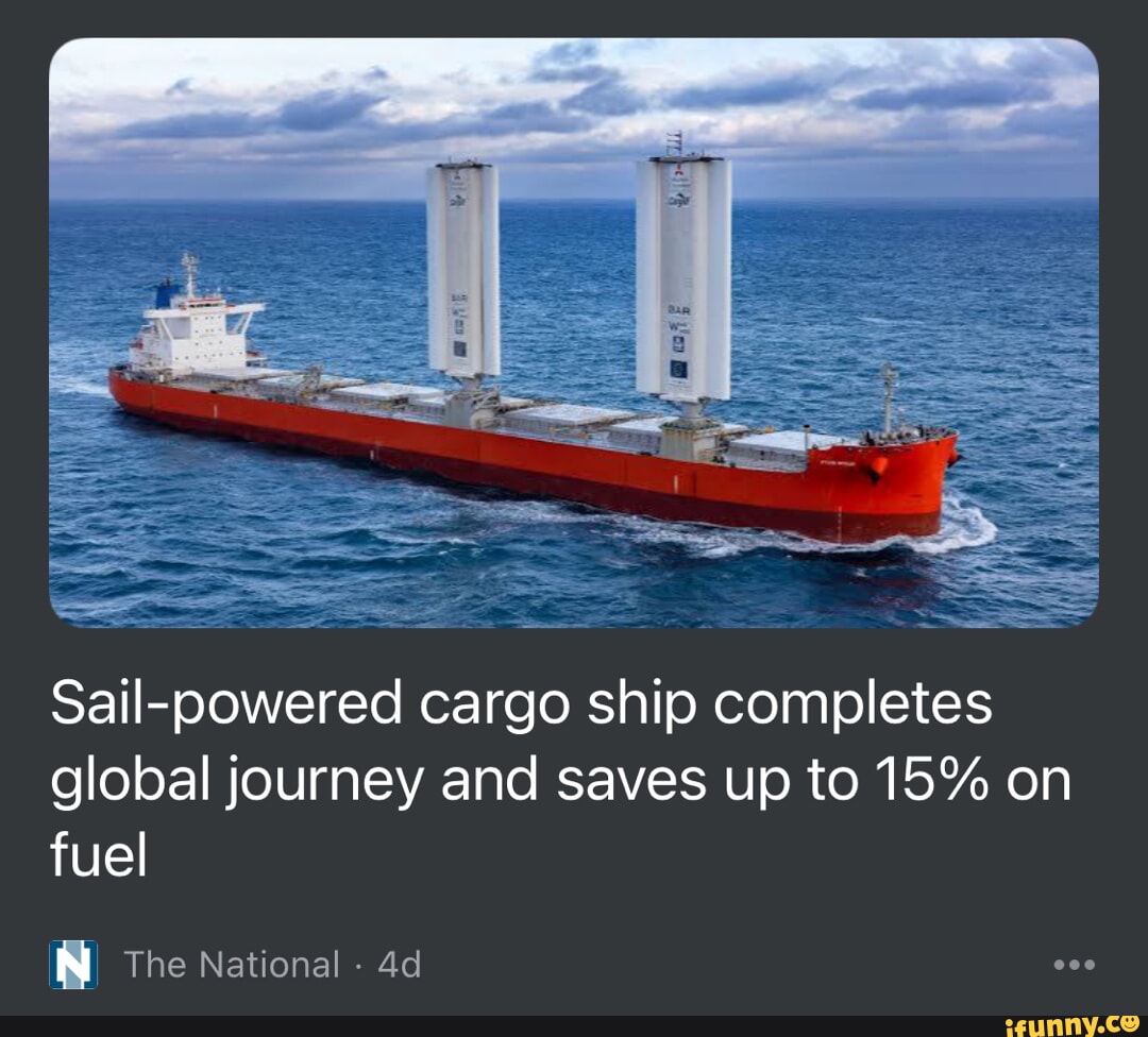 Sail-powered cargo ship completes global journey and saves up to 15% on ...