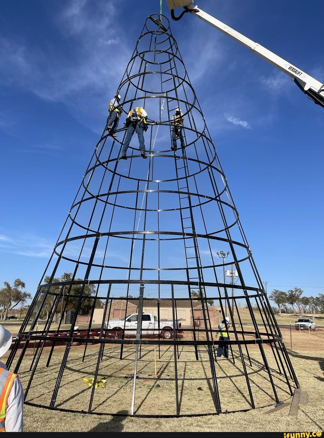 Building the Christmas tree for Santa land 2021 in Lubbock Tx. - iFunny