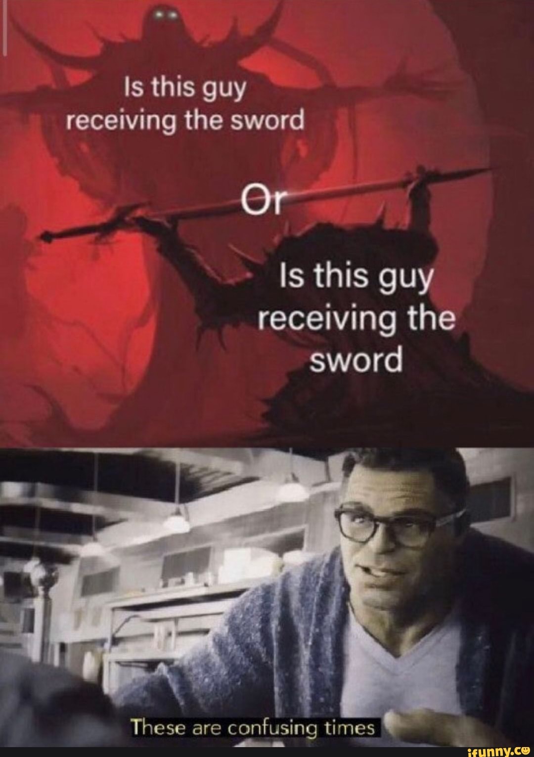 Is this guy receiving the sword Or Is this guy receiving the I These ...