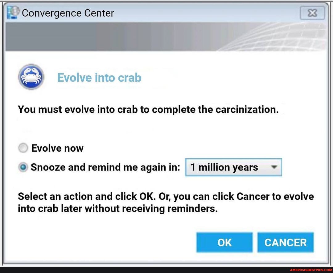 🦀🦀🦀🦀 Meme by Adrian Wimmer - convergence Center Evolve into crab You ...