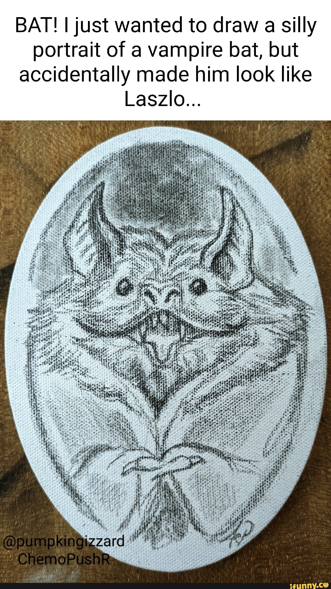 BAT! I just wanted to draw a silly portrait of a vampire bat, but ...