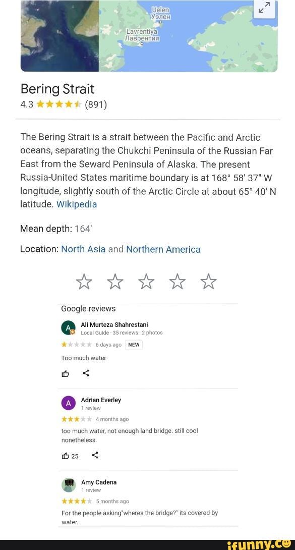 Bering Strait (891) The Bering Strait is a strait between the Pacific ...