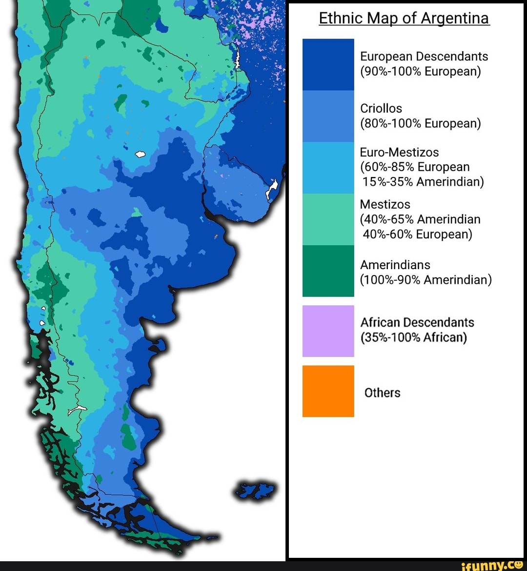 Ethnic Map of Argentina European Descendants European) Criollos ...