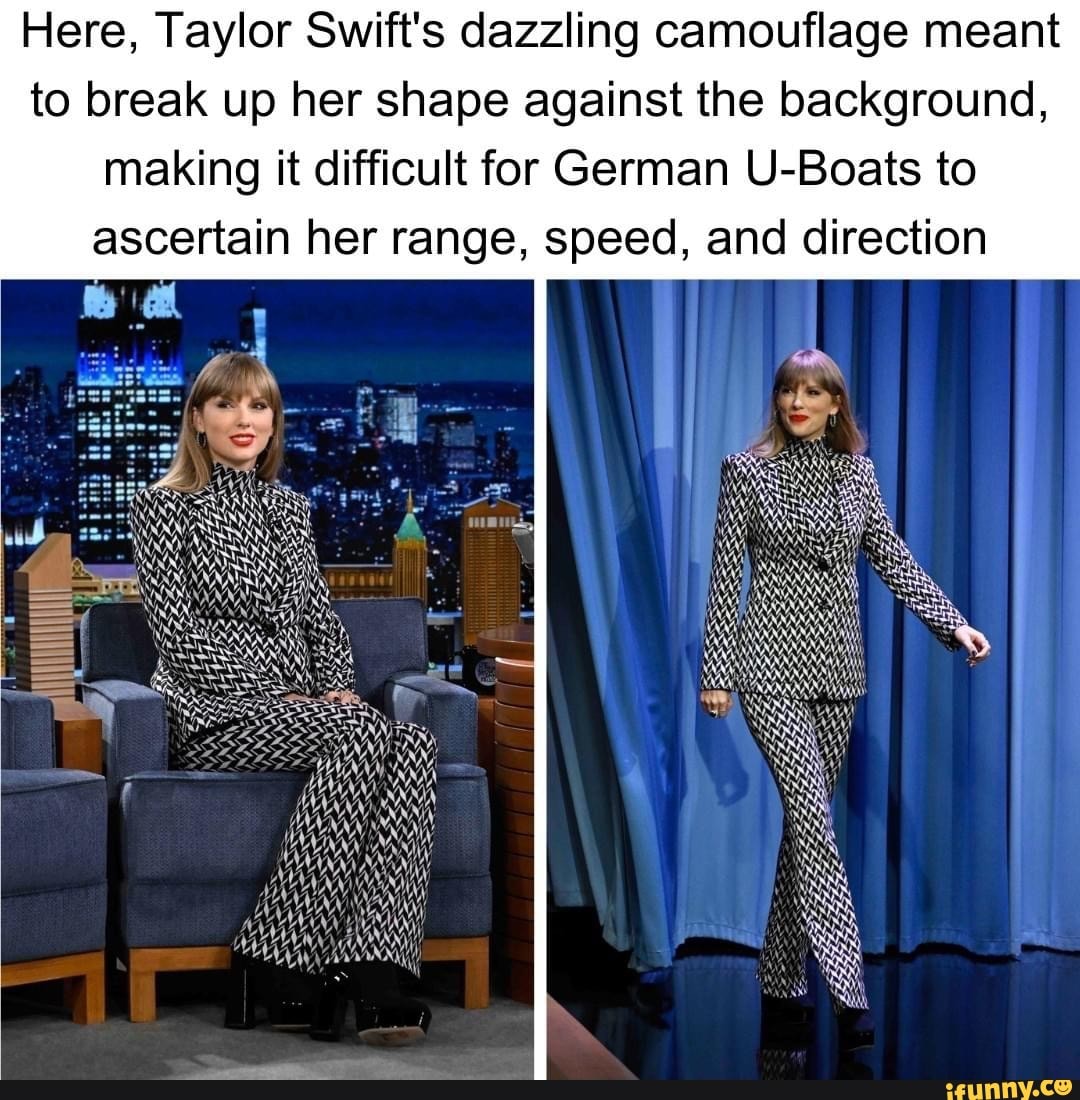 Here, Taylor Swift's dazzling camouflage meant to break up her shape ...