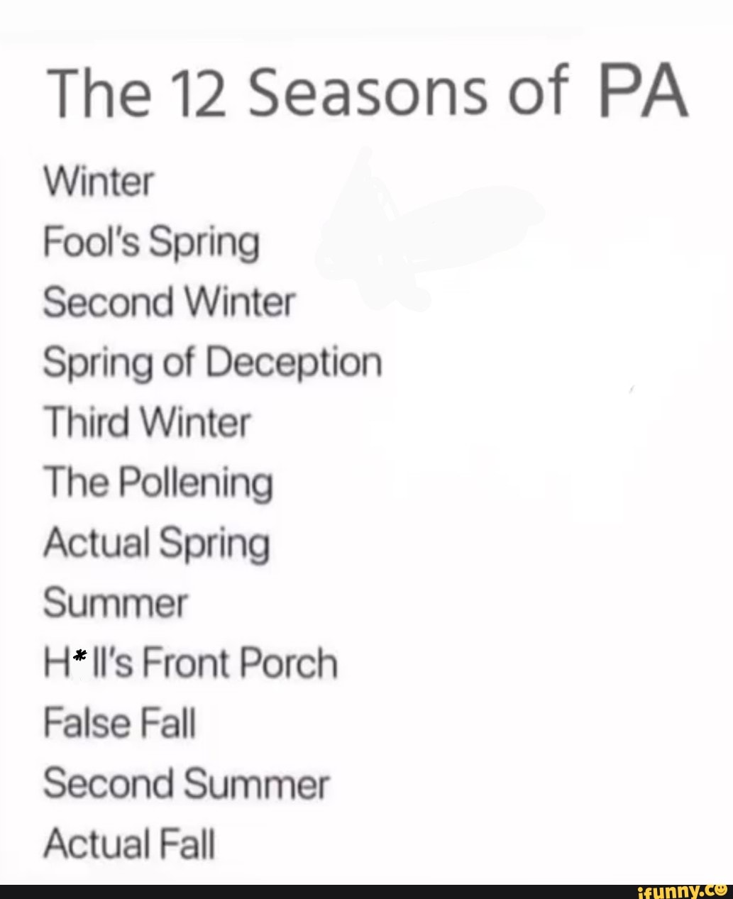 The 12 Seasons of PA Winter Fool's Spring Second Winter Spring of ...