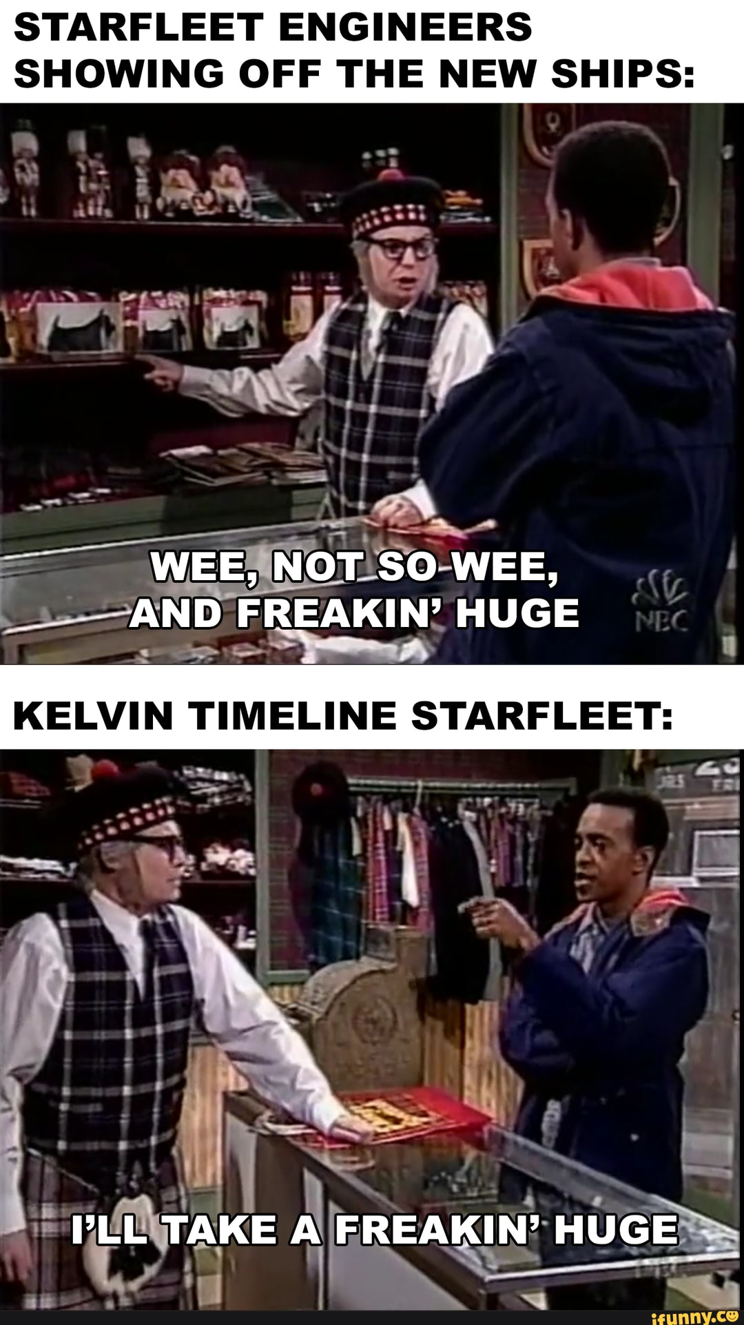 STARFLEET ENGINEERS SHOWING OFF THE NEW SHIPS: WEE, NOT SO WEE, AND ...