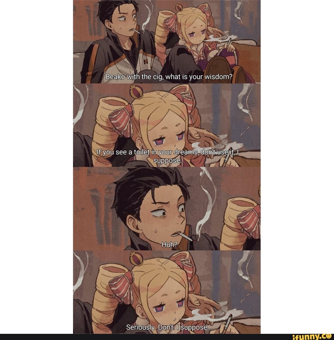 Beako with the cig, what is your wisdom? If you see a toilet in your ...