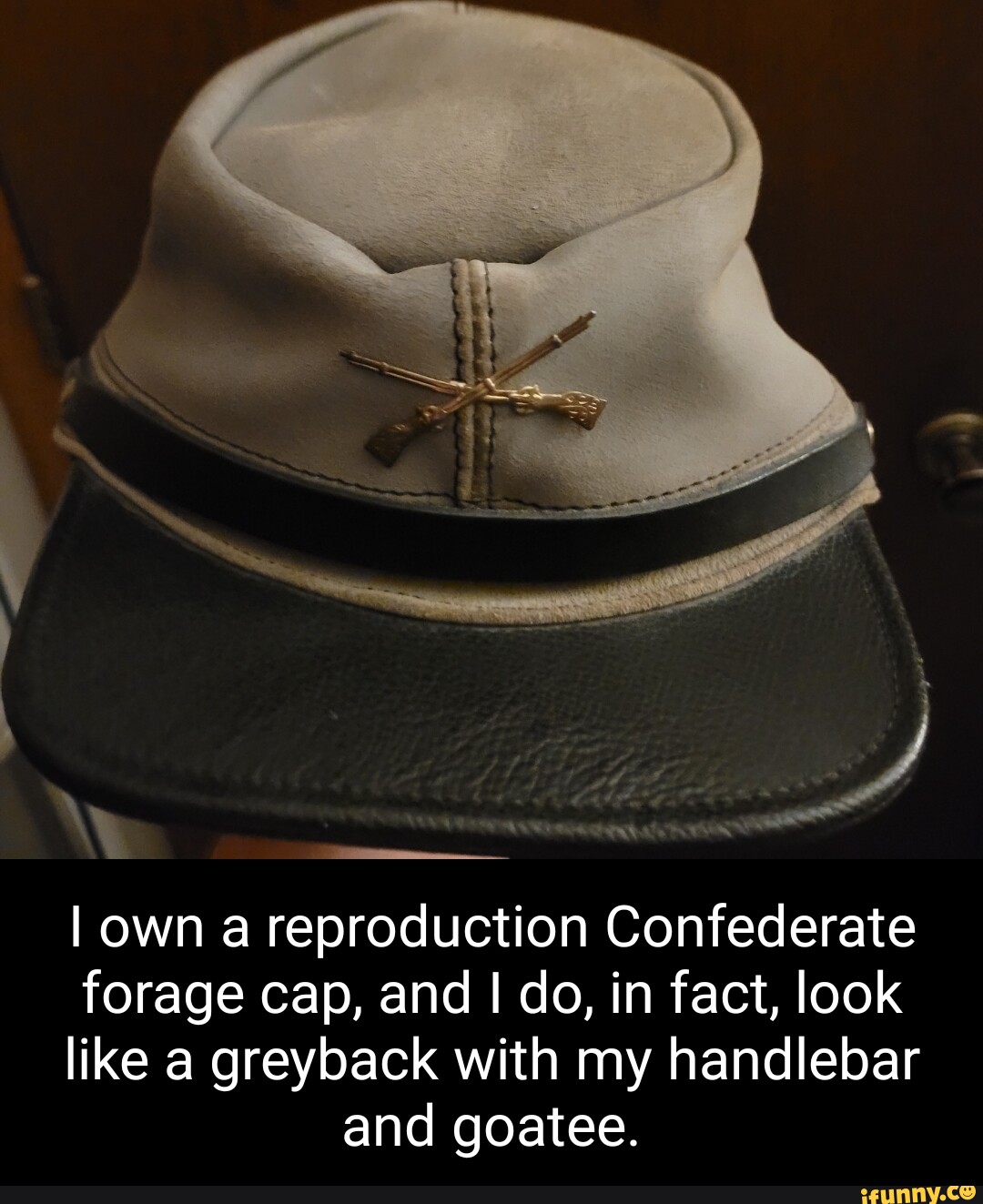I own a reproduction Confederate forage cap, and I do, in fact, look ...