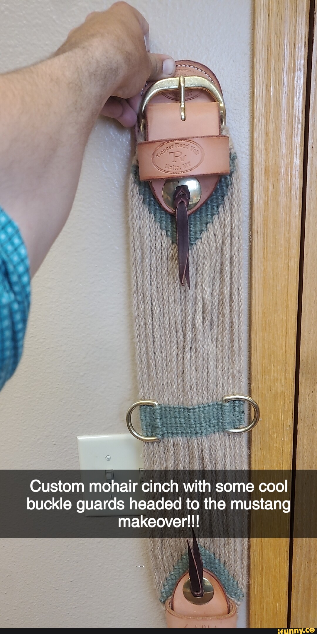 Custom mohair cinch with some cool buckle guards headed to the mustang ...