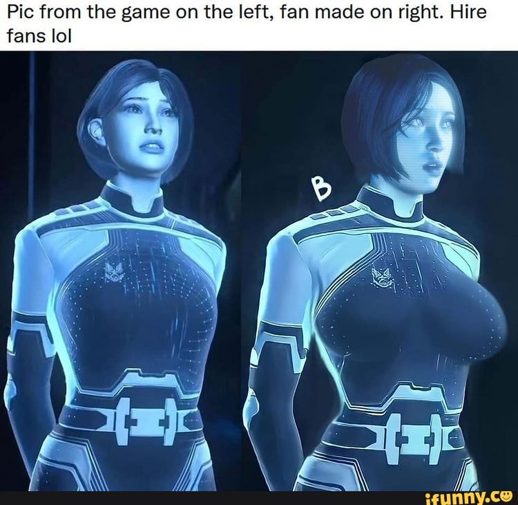 Pic from the game on the left, fan made on right. Hire fans lol - iFunny