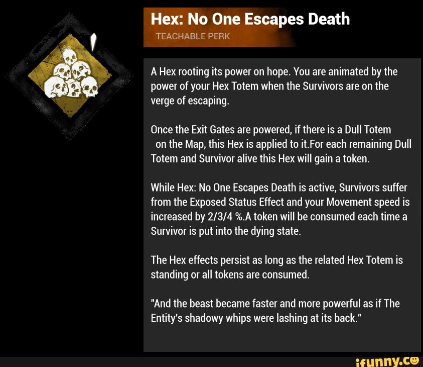Hex: No One Escapes Death TEACHABLE PERK A Hex rooting its power on ...