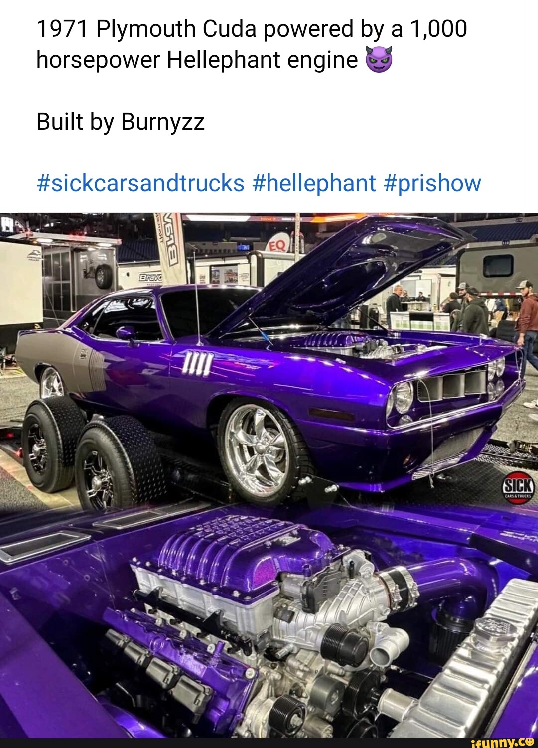 1971 Plymouth Cuda powered by a 1,000 horsepower Hellephant engine ...