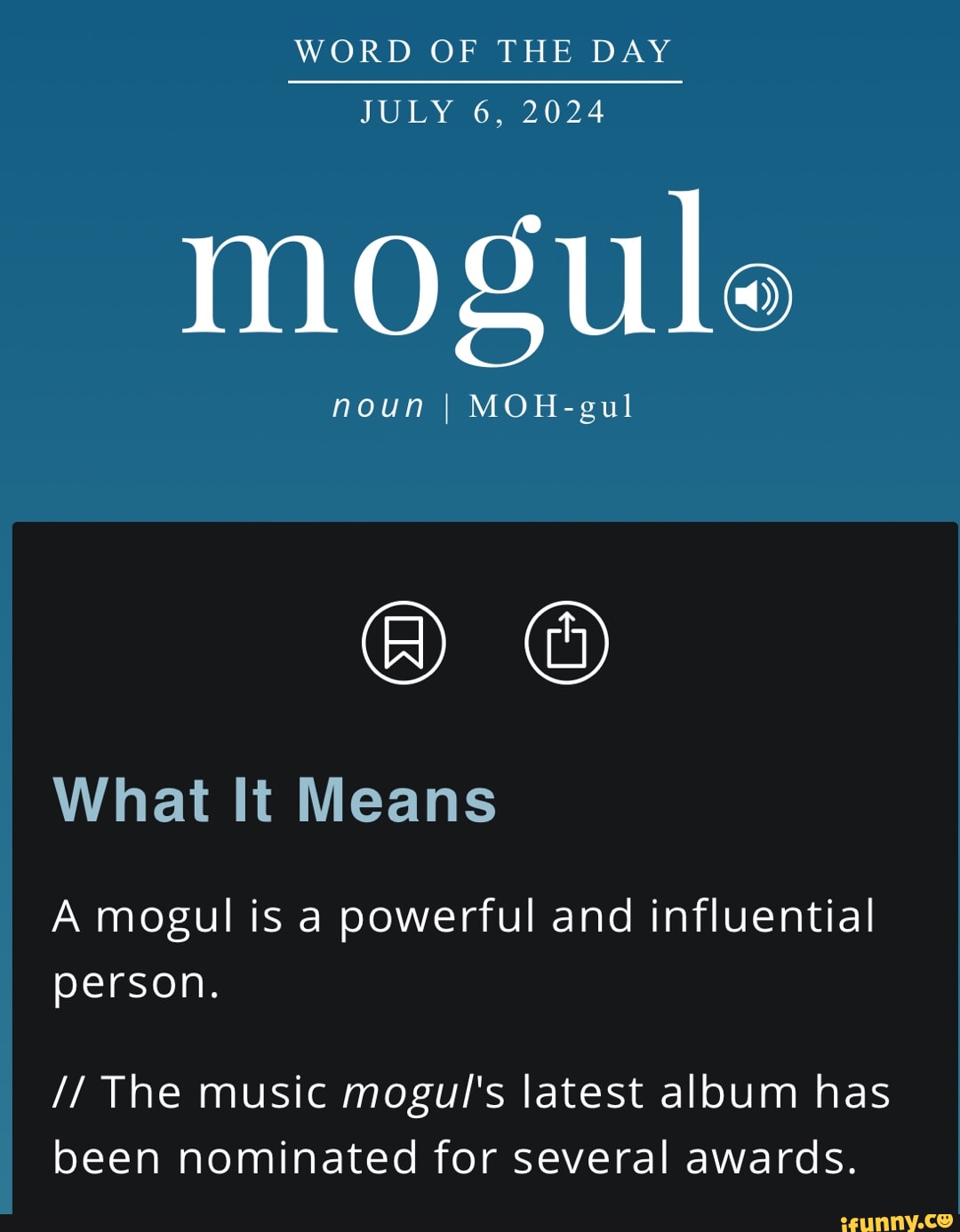 WORD OF THE DAY JULY 6, 2024 mogule noun I MOH-gul What It Means A ...