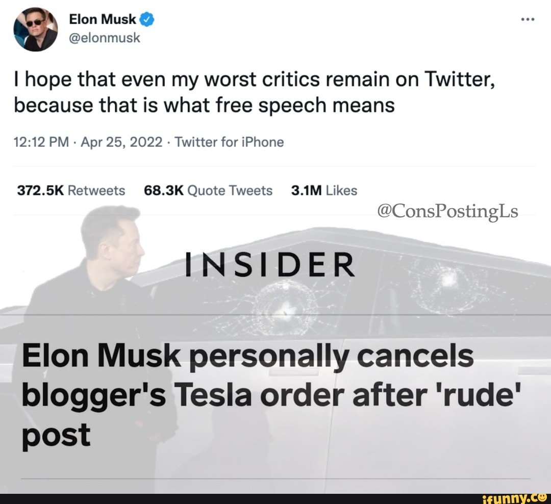 Elon Musk @ @elonmusk I hope that even my worst critics remain on ...
