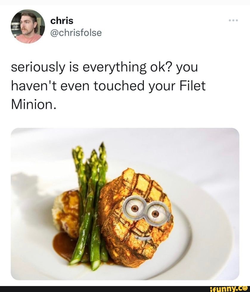 Seriously is everything ok? you haven't even touched your Filet Minion ...