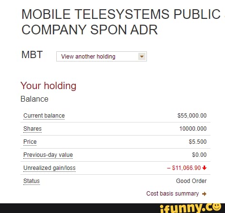 MOBILE TELESYSTEMS PUBLIC COMPANY SPON ADR MBT View another holding ...