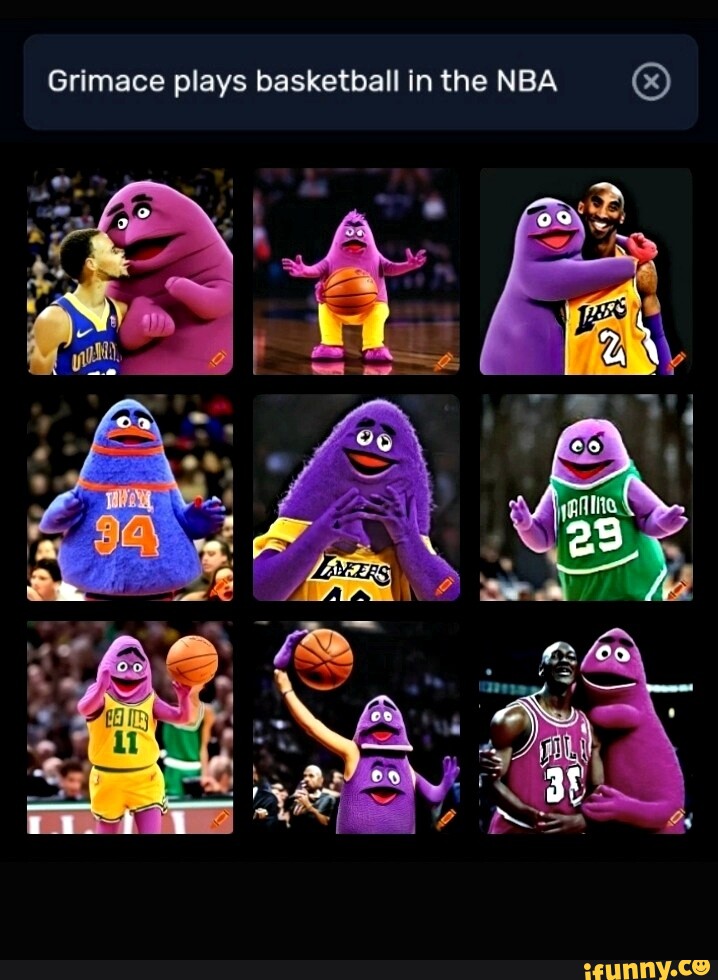 Grimace plays basketball in the NBA - iFunny