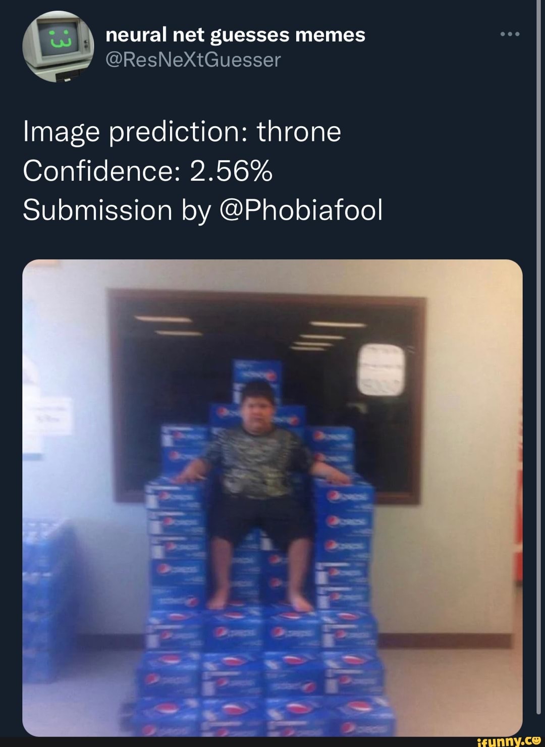 Neural net guesses memes @ResNeXtGuesser Image prediction: throne ...