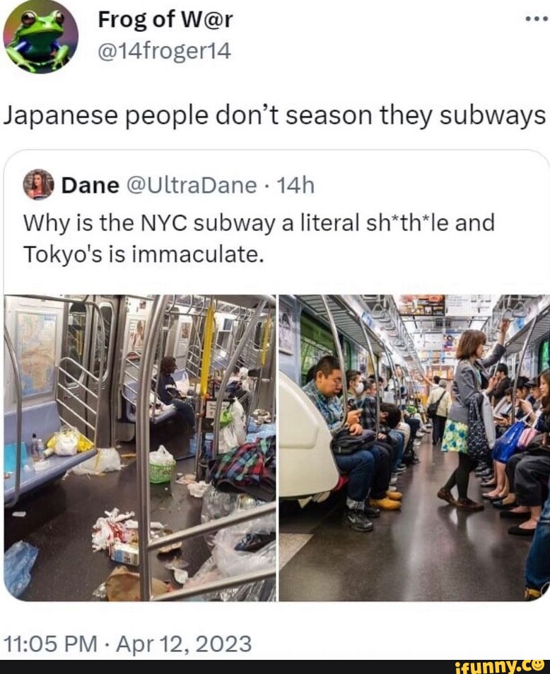 Frog of Japanese people don't season they subways Dane @UltraDane - Why ...