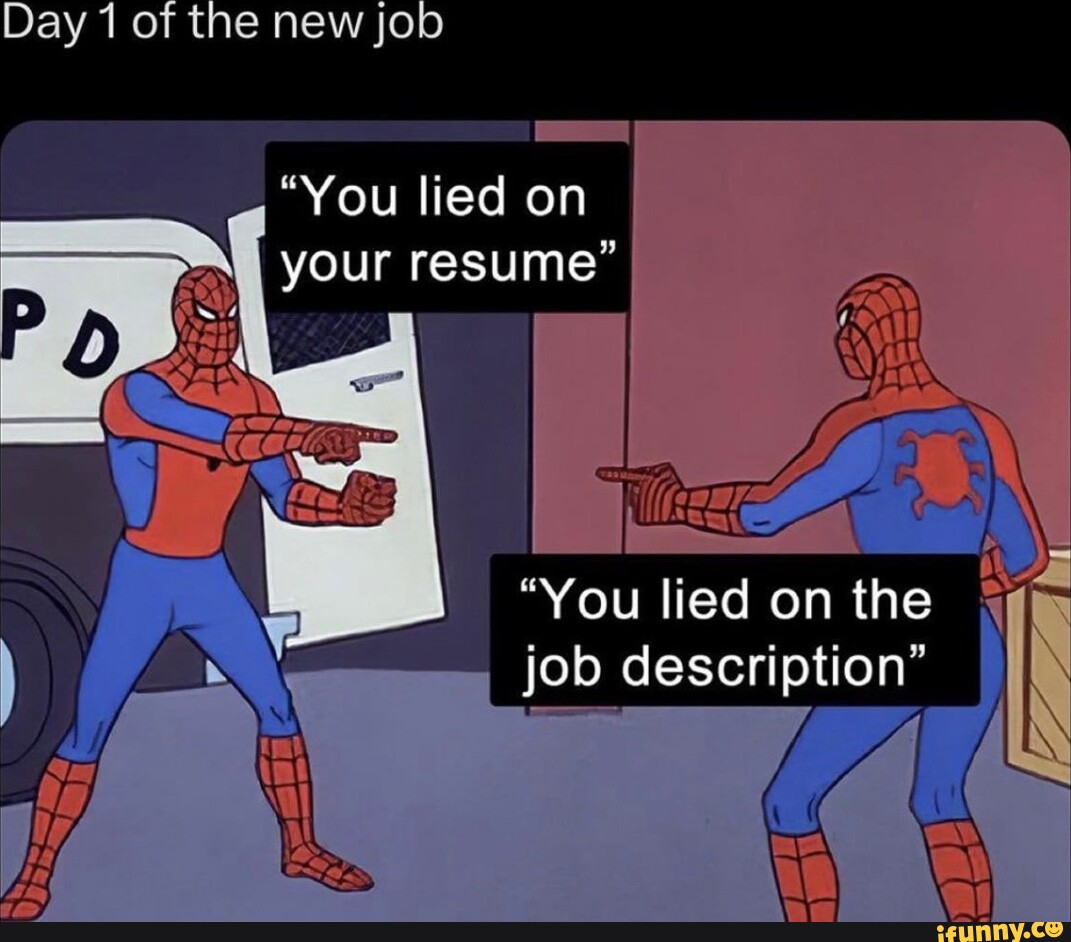 Day 1 Of The New Job You Lied On I Your Resume You Lied On The Job 