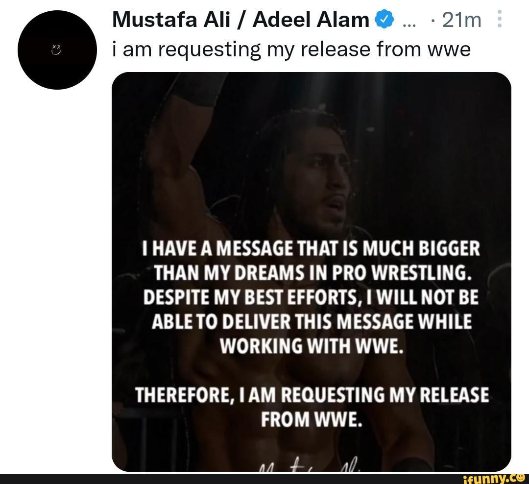 Mustafa Ali / Adeel Alam @ - am requesting my release from wwe HAVE A ...